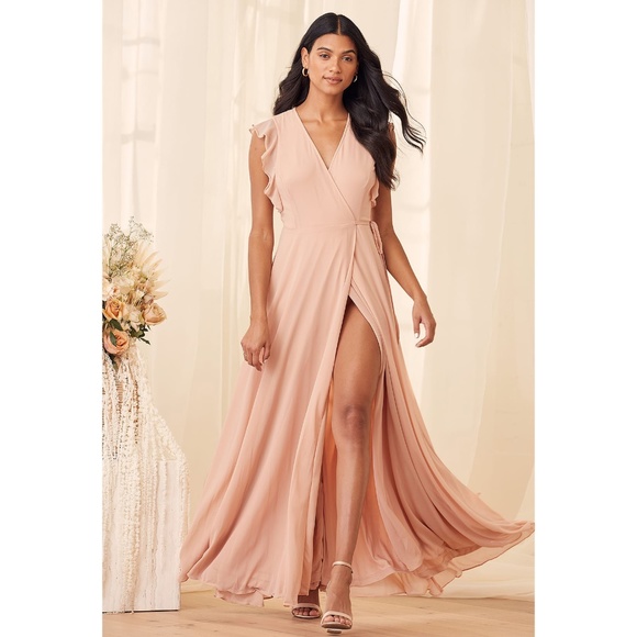 Lulus | Dresses | Nwt Lulus Crescendo Blush Wrap Maxi Dress Xs | Poshmark